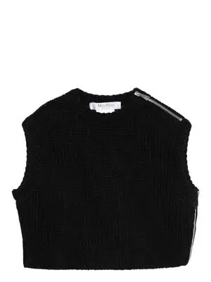 Max Mara Ribbed Zip Top - Black