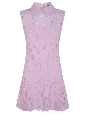 SELF-PORTRAIT Lace Collared Mini Dress - Pink