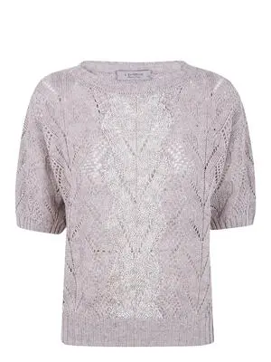 D.exterior Braids Linen Crystal Sweater - Brown