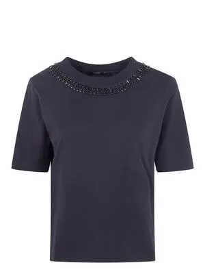 Seventy Jersey Cotton Embroidered T-Shirt Black