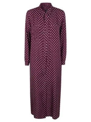 LAURA URBINATI Belted Long Sleeve Shirtdress - Red