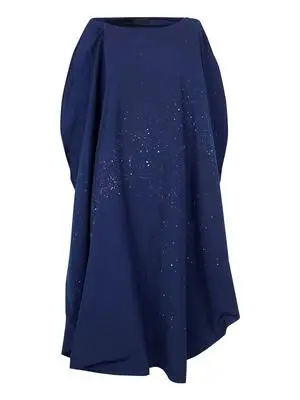 MARIA CALDERARA Cotton Polyester Hand Painted Volume Dress - Blue