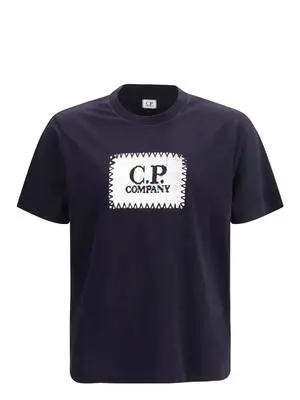 C.P. COMPANY Jersey 30/1 Short Sleeve Logo Label T-shirt - Blue