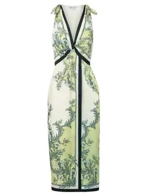 Veronica Beard Kaliza Tie-strap Floral Midi Dress - Neutrals