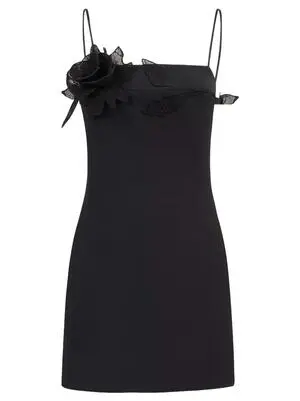 David Koma Lace Rose Mini Dress - Black