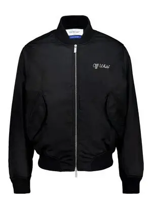 Off-White Logo-embroidered Bomber Jacket - Black