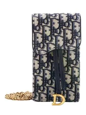 Dior Vertical Saddle Chain Pouch Oblique Canvas - Blue