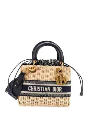 DIOR Lady Dior Wicker And Oblique Canvas Medium Tote Bag