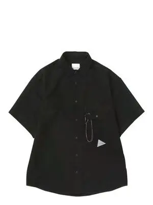 AND WANDER Flap-pocket Short-sleeve Shirt - Black