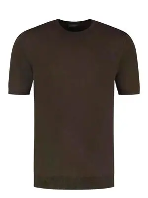 SLOWEAR Short-sleeved Crew-neck Sweater - Brown