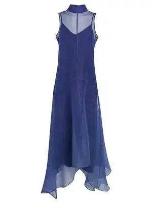 Staud Sheer Panel Midi Dress - Blue