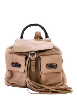 Gucci Bamboo Tassel Leather Medium Backpack Neutrals