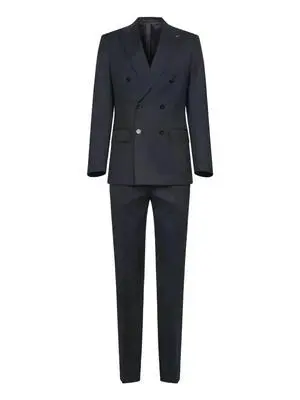 D4.0 Peak Lapels Double-breasted Suit - Blue