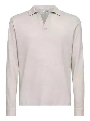 D4.0 V-neck Long-sleeve Polo Shirt - Neutrals