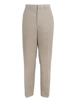 YVES SALOMON Linen Straight Trousers - Grey