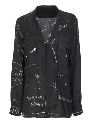 Rick Owens Printed V-neck Shirt - Black