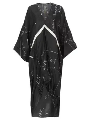 Rick Owens V-neck Print Asymmetric Dress - Black