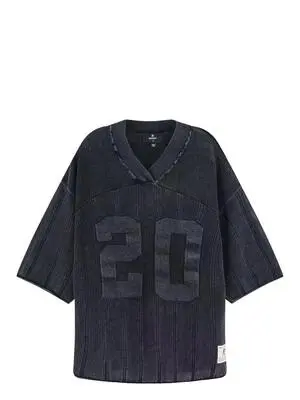 REPRESENT Ribbed V-neck Oversized T-shirt - Grey