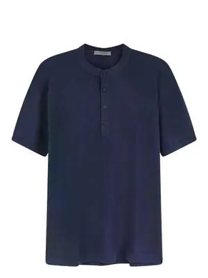 Corneliani Collarless Polo Shirt Blue