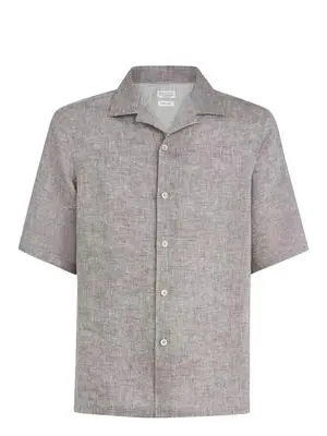 Brunello Cucinelli Camp-collar Short-sleeve Shirt - Grey