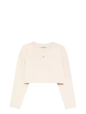 MERCI Anchor-print Cropped Sweatshirt - Neutrals