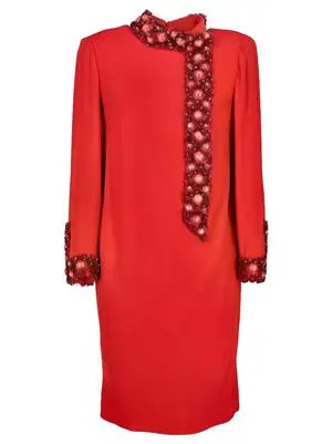 Vintage Beaded-embellishment Dress - Red