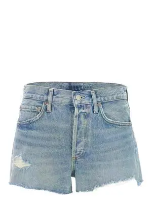 AGOLDE Parker Frayed Denim Shorts - Blue