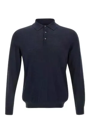 KANGRA Long-sleeve Ribbed Polo Shirt - Blue