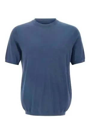 KANGRA Short-sleeve Ribbed Sweatshirt - Blue