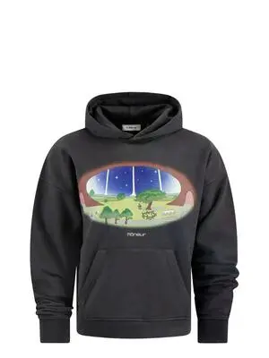 FLANEUR Graphic Print Hoodie - Grey