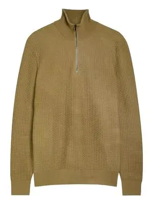 BOSS Quarter-zip Patterned Cotton Sweater - Neutrals