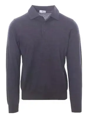 MAGAZZINO RICAMBI Long-sleeved Knitted Polo Shirt - Grey