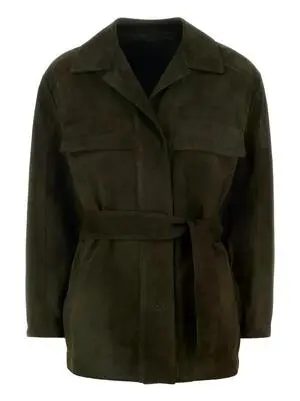 SALVATORE SANTORO Belted Suede Jacket - Green