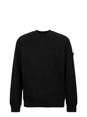 Stone Island Crewneck Sweatshirt With Logo Badge - Black