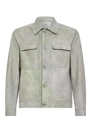 SALVATORE SANTORO Button Chest Pocket Leather Jacket - Grey