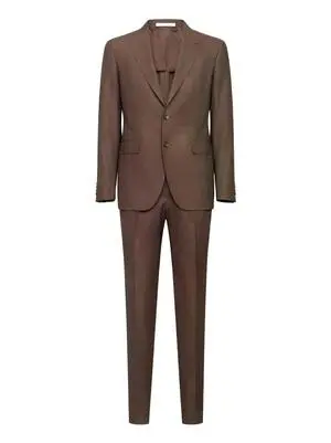Tagliatore Logo-pin Single-breasted Suit Brown