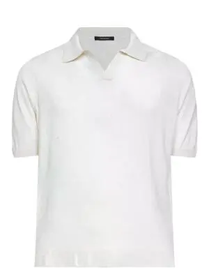 Tagliatore V-neck Polo-collar T-shirt - White
