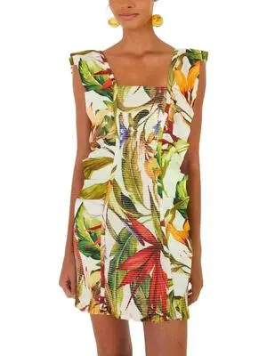 Farm Rio Florart Mini Dress - White