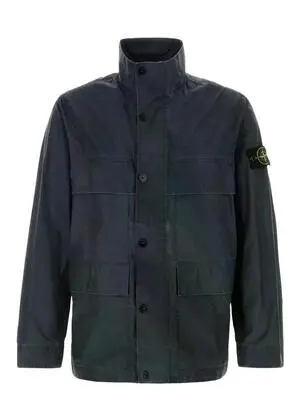 Stone Island Pigmented Wax Jacket - Blue