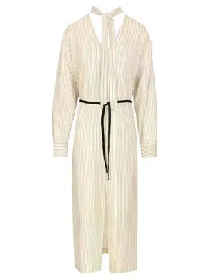 Barena Venezia Striped Tie-neck Dress - Neutrals