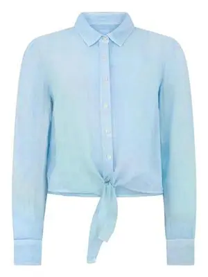 120% Lino Button-front Shirt - Blue