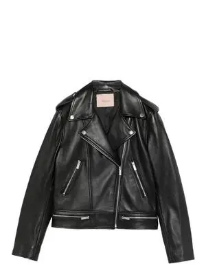 TWINSET Zip-up Leather Jacket - Black
