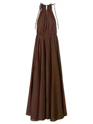 TWINSET Halter Maxi Dress With Slit - Brown