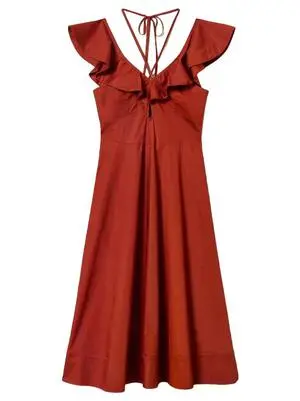 TWINSET Ruffled Midi Dress - Brown