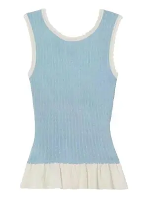 Claudie Pierlot Ruffled Knit Top - Blue
