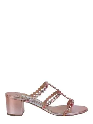 AQUAZZURA Tequila Crystal-embellished Scalloped Sandals - Pink