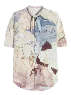 LEMAIRE Printed Scarf-detail Shirt - Neutrals