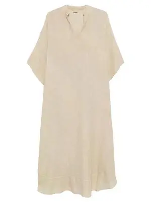 120% Lino V-neck Linen Shift Dress - Neutrals