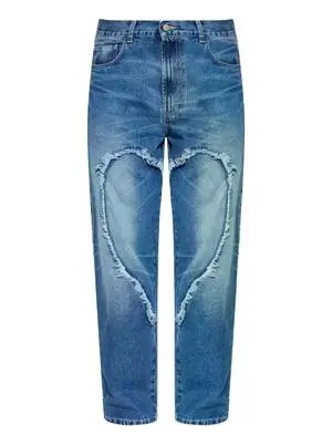 CARNE BOLLENTE Ripped Jeans With Heart Detail - Blue