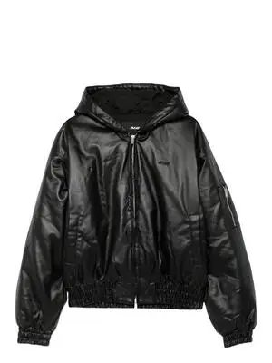 ALIS Hooded Zip Bomber Jacket - Black
